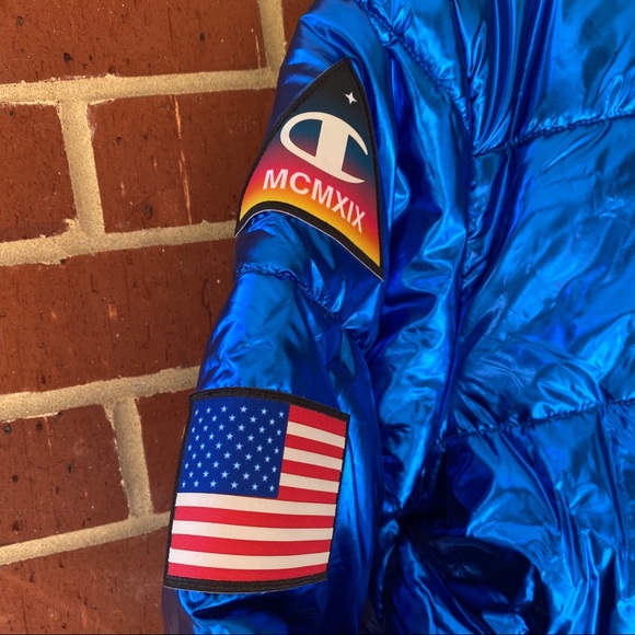 Champion | Jackets & Coats | Rare Champion Nasa Puffer Jacket Metallic ...